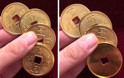 Gold Chinese Coins With Matching Shell - Meir Yedid Magic